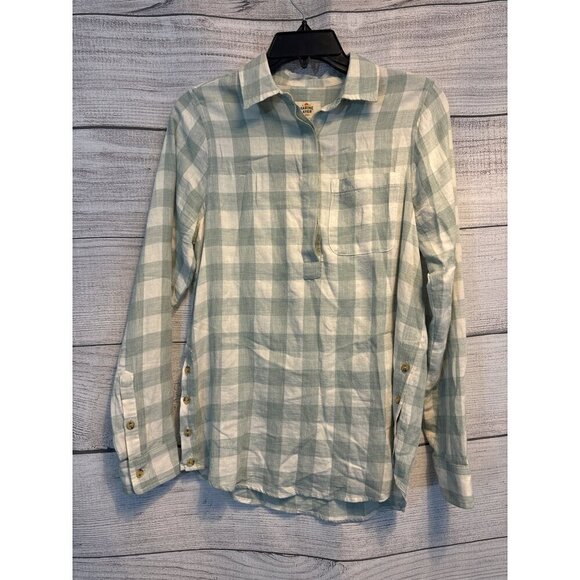 Marine Layer | Tops | Marine Layer Green Plaid Half Buttondown Shirt ...